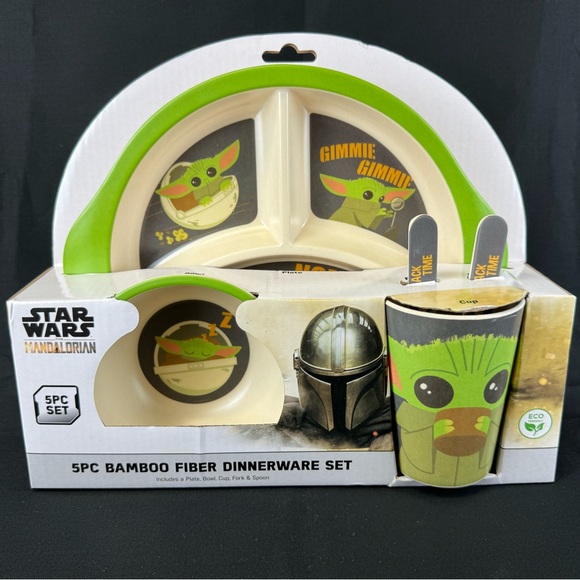 Star Wars | Dining | Star Wars Mandalorian Baby Yoda Kids 5pc Bamboo ...